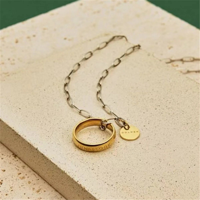 Bangtan JK Fashion JK Golden Ring With Necklace